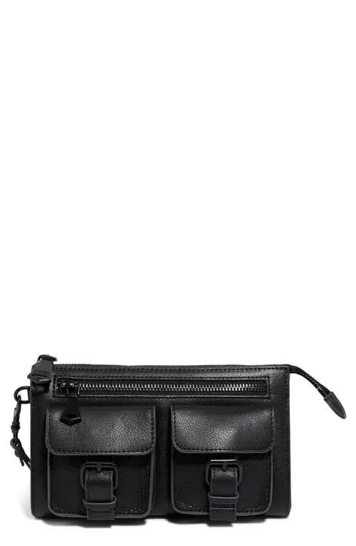AIMEE Saddle Up Leather Wristlet - Black W/ Black