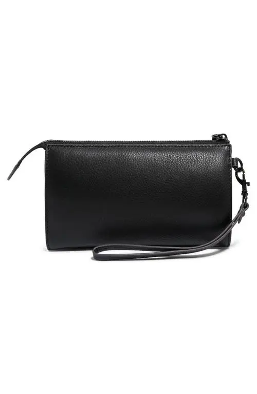 AIMEE Saddle Up Leather Wristlet - Black W/ Black