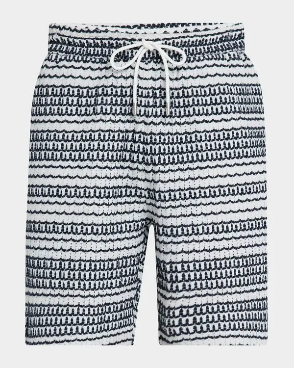 REISS Crochet Stripe Pull-on Shorts - White/black