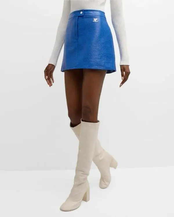 COURREGES Re-edition Vinyl Mini Skirt - Blue