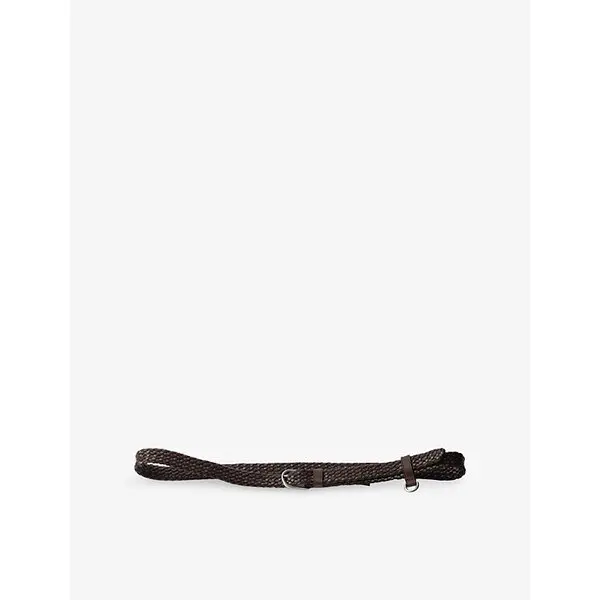 Prada Narrow Braided Leather Belt - Brown