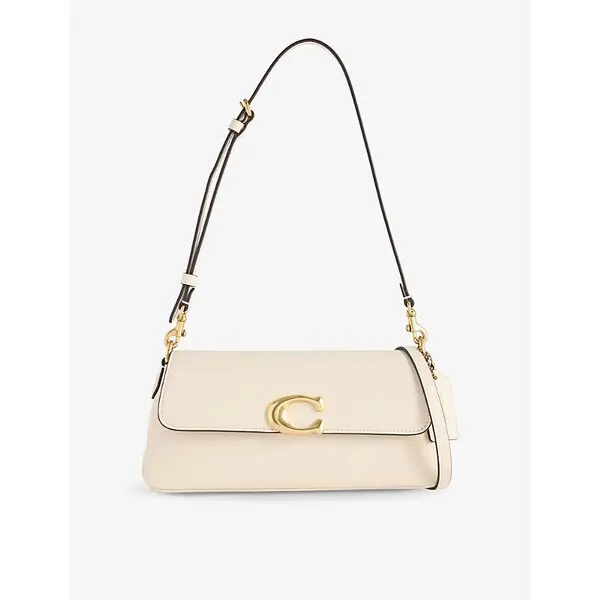 COACH Jet Leather Shoulder Bag With Logo Clasp - B4/chalk