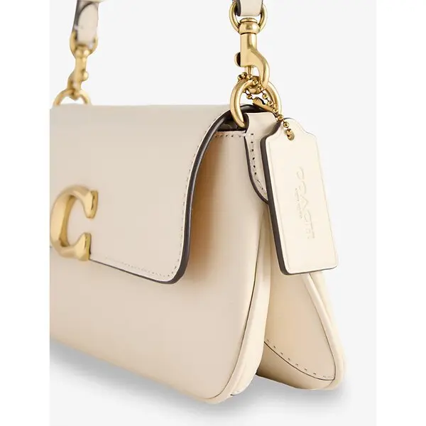 COACH Jet Leather Shoulder Bag With Logo Clasp - B4/chalk