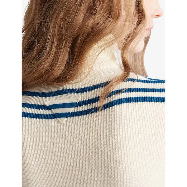 Prada Striped Triangle-appliqué Turtleneck Wool Knitted Top