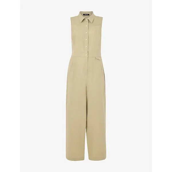 Whistles Ellis Sleeveless Linen Jumpsuit - Cream