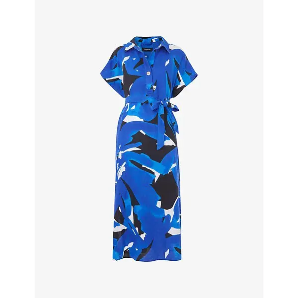 Whistles Abstract-print Relaxed-fit Linen Midi Dress - Multi-coloured