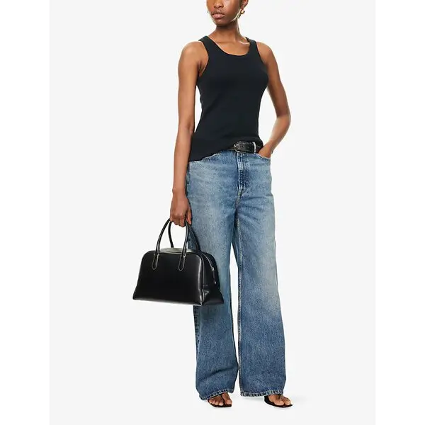 Vince Scoop-neck Stretch-jersey Top - Black
