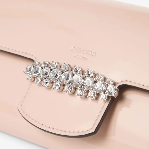 JIMMY CHOO Bing Wallet With Chain Macaron Patent Leather Mini Shoulder Bag With Crystal Embellishment - Macaron/silver