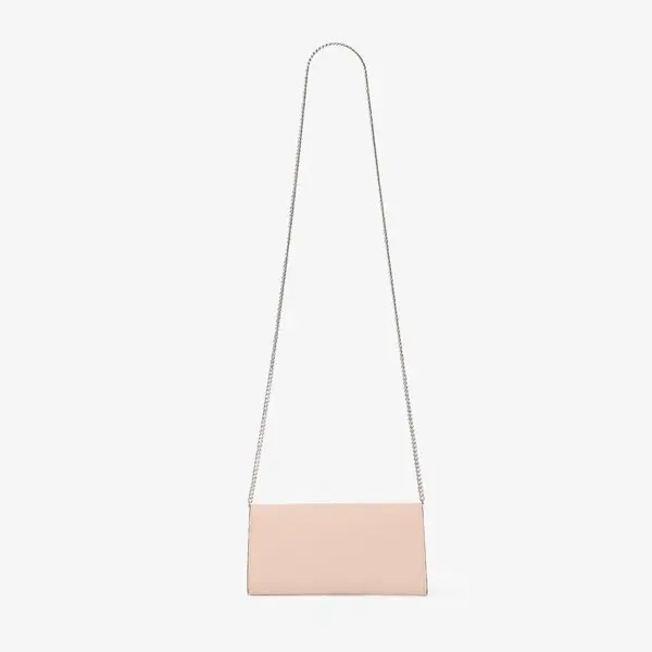 JIMMY CHOO Bing Wallet With Chain Macaron Patent Leather Mini Shoulder Bag With Crystal Embellishment - Macaron/silver