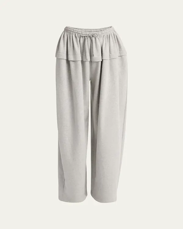Alaïa Ruffle-trimmed Track Pants - Gris Melange