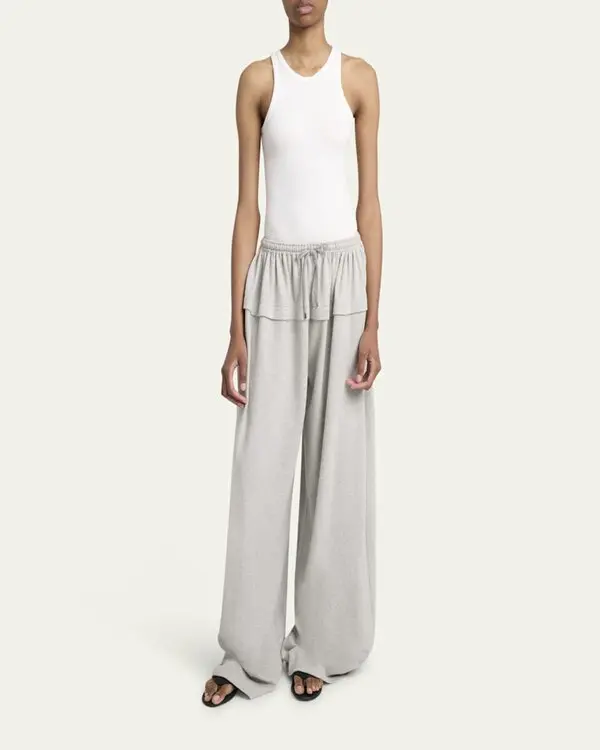 Alaïa Ruffle-trimmed Track Pants - Gris Melange