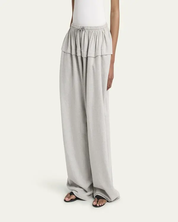 Alaïa Ruffle-trimmed Track Pants - Gris Melange