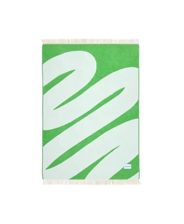 MAISON DEUX Swirl Cobalt Blanket, 4.25' X 6.5 - White