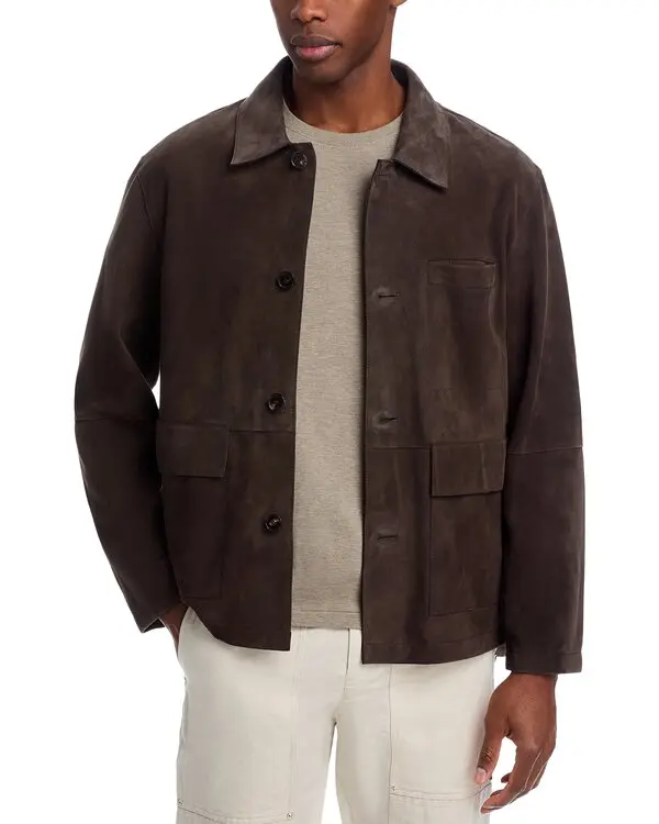 FRAME Suede Chore Jacket - Dark Brown