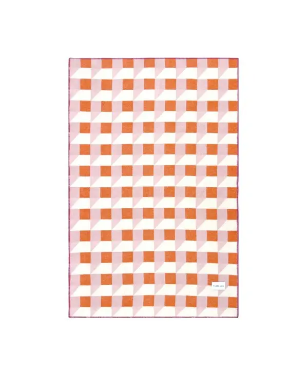 MAISON DEUX Cubics Blanket, 4.25' X 6.5 - Pink/carrot Print