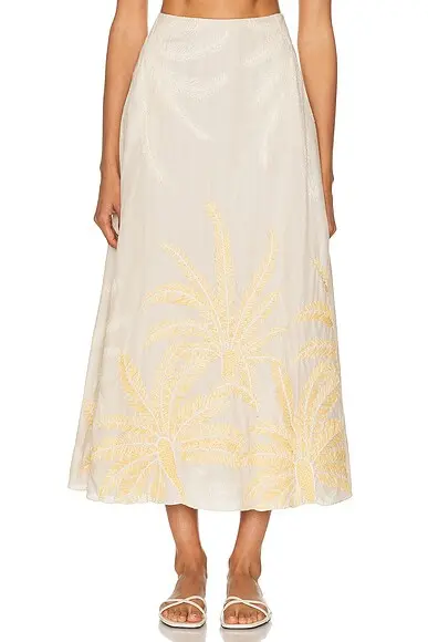 Johanna Ortiz Embroidered Ankle Skirt