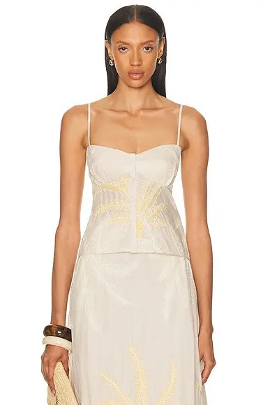 Johanna Ortiz Compas Y Palmas Embroidered Cotton Top