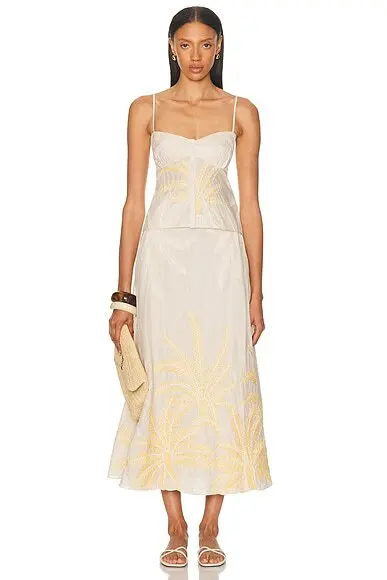 Johanna Ortiz Compas Y Palmas Embroidered Cotton Top