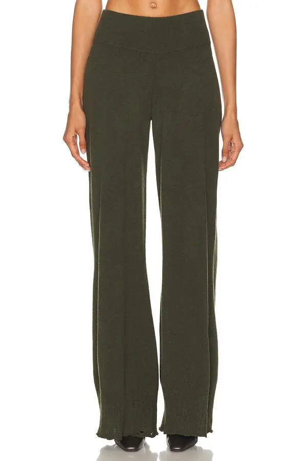 Stella McCartney Wool Wide Leg Pants - Olive