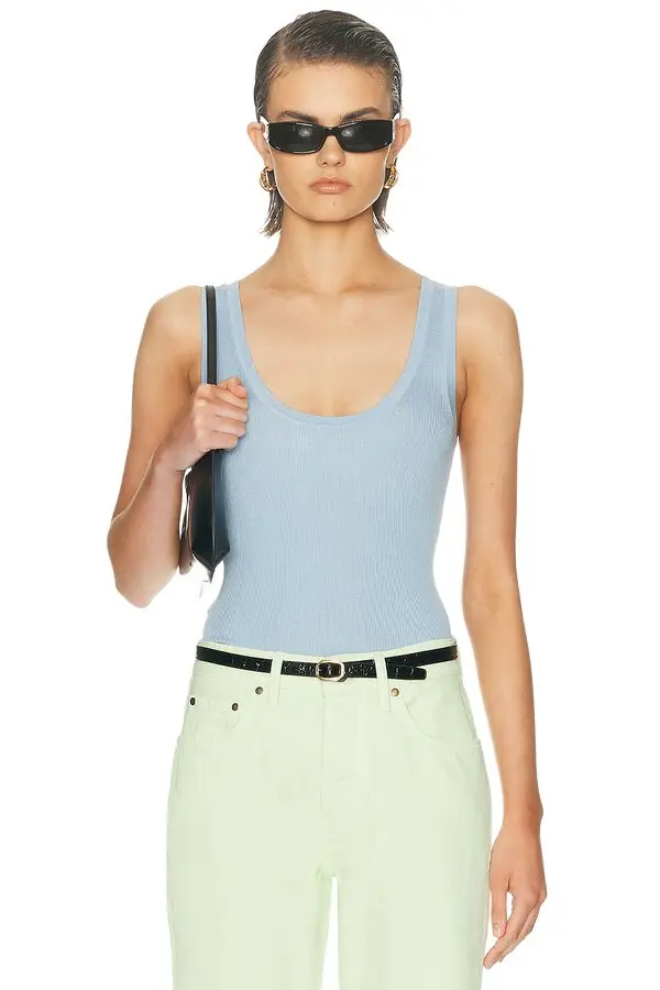 Renggli Scoop Neck Rib Tank Top - Azure