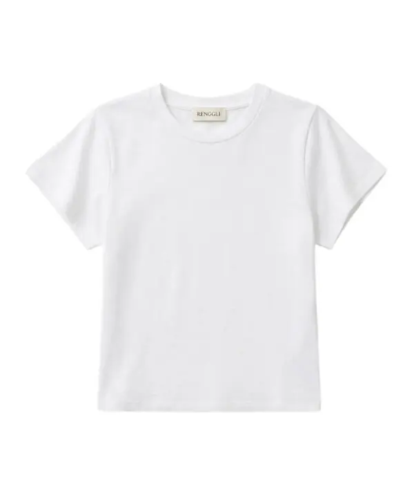 Renggli Cropped Cotton T-shirt In White - Chalk