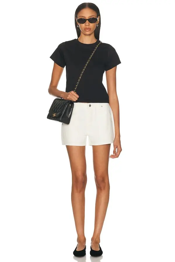 Renggli Cropped Cotton T-shirt In White - Ink