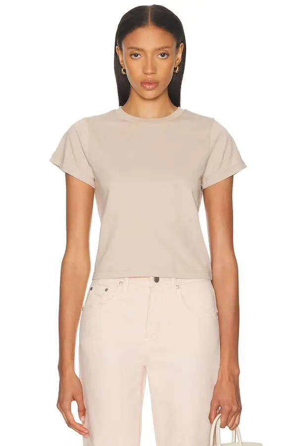 Renggli Cropped Cotton Jersey T-shirt - Stone