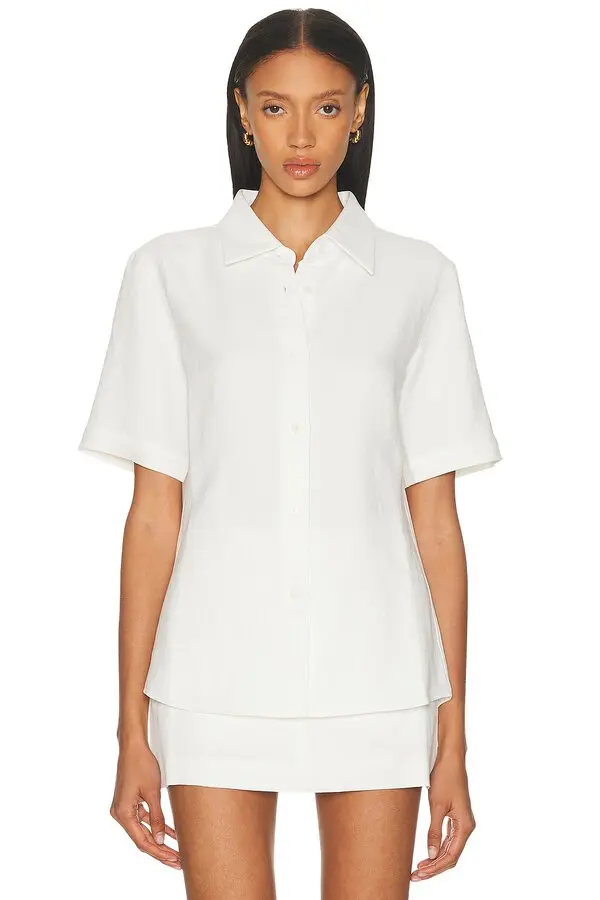 Renggli Short Sleeve Linen Button Up Top