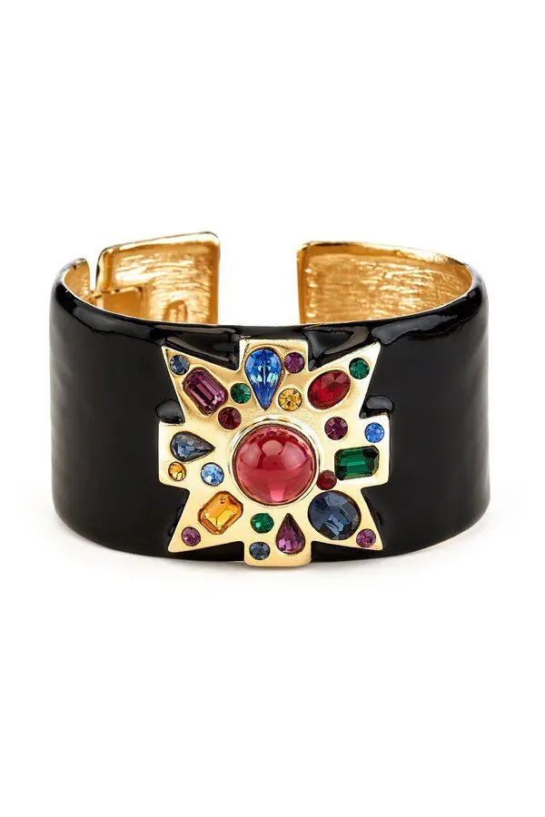 KENNETH JAY LANE Ruby Center Maltese Cross Bracelet - Black
