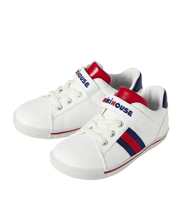 MIKI HOUSE Faux Leather Logo Sneakers - Red