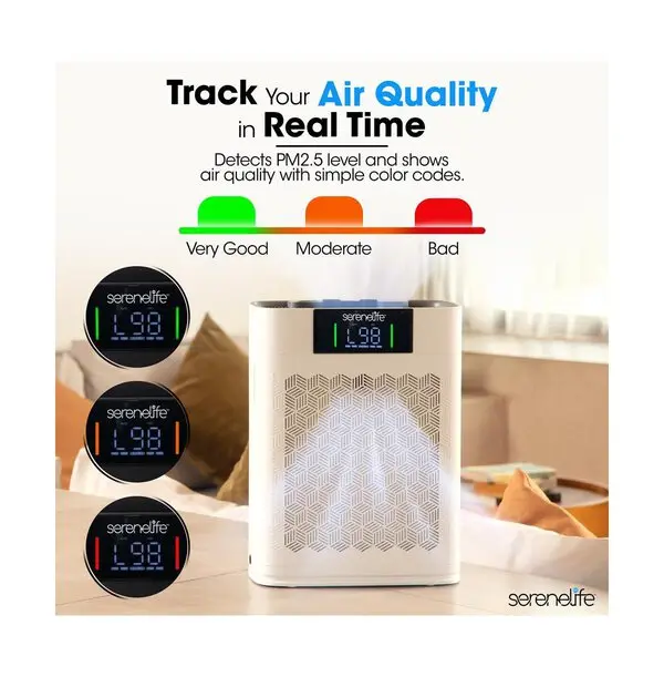 SERENELIFE High-performance Air Purifier With Sleep Mode - White