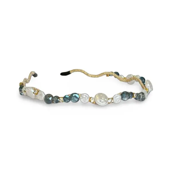 HEADBANDS OF HOPE Wavy Oyster Pearl Headband - Blue