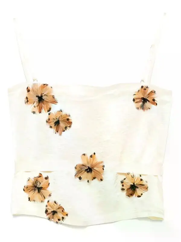 MARKGONG Floral-appliqué Top - Neutrals