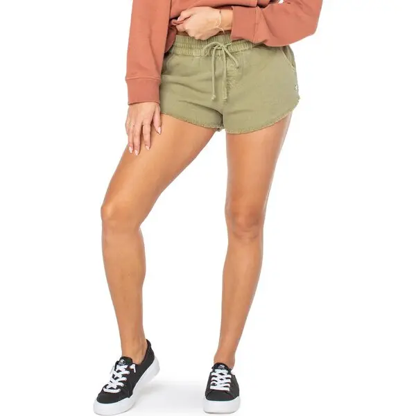 Roxy Scenic Route Cotton Shorts - Oil Green