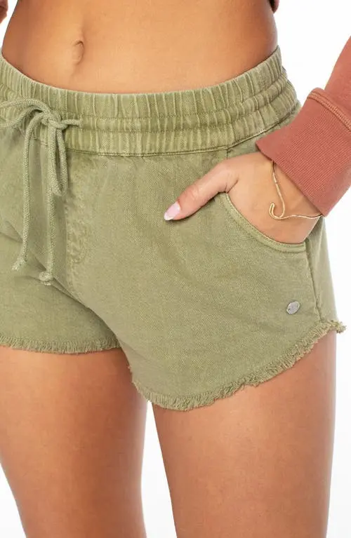 Roxy Scenic Route Cotton Shorts - Oil Green
