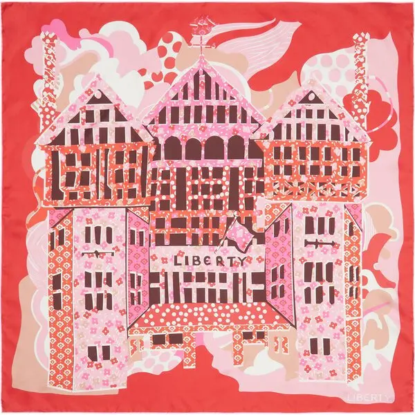Liberty Tudor Patchwork Silk Square Scarf - Red