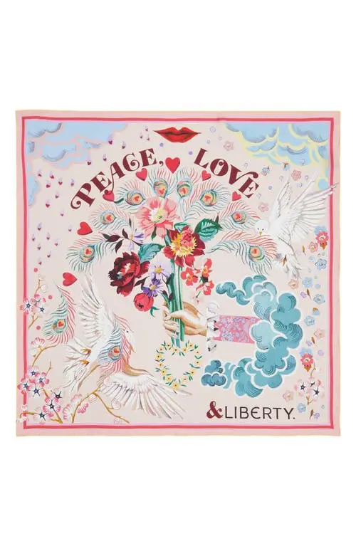 Liberty Peace Love Silk Square Scarf - Pink