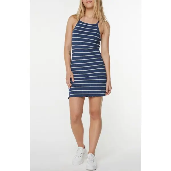 Roxy Ribbed Tank Mini Dress - Sargasso Sea Sailing Stripe