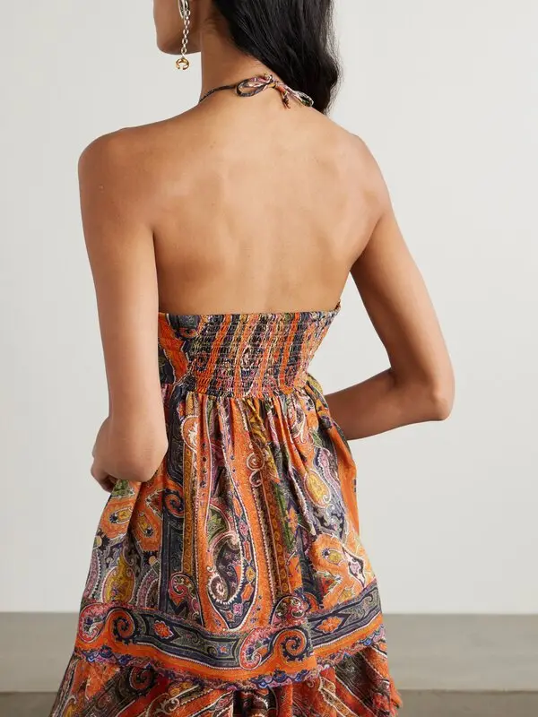 Isabel Marant Étoile Yickia Tiered Printed Silk-voile Halterneck Top