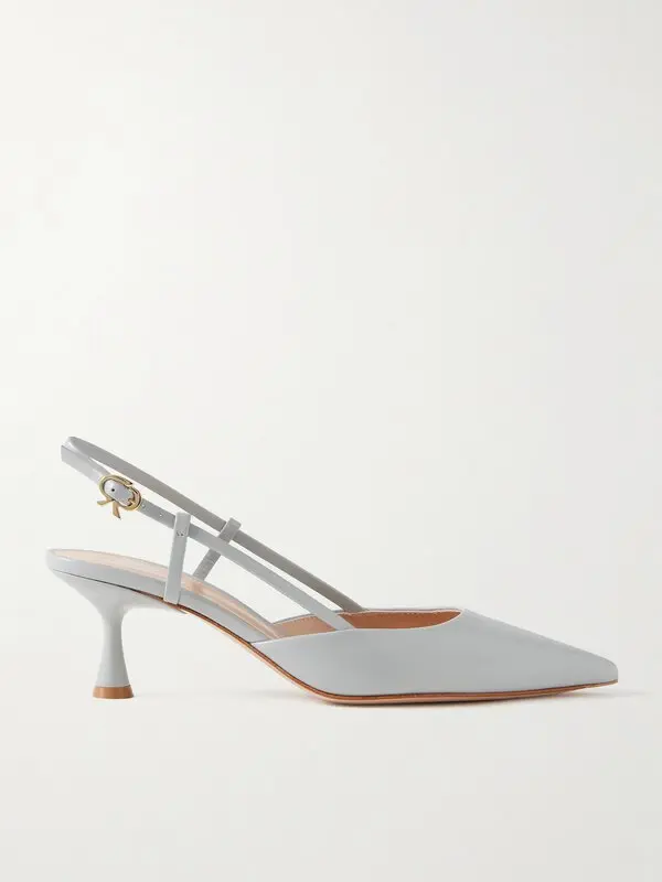 GIANVITO ROSSI Ascent 55 Leather Slingback Pumps - Gray