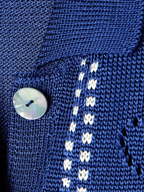 Calle Del Mar Garden Party Pointelle-knit Shirt - Blue
