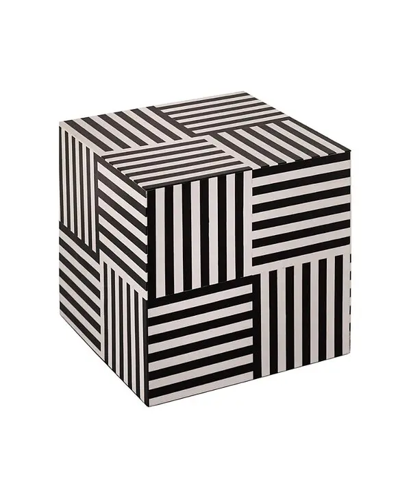 TOV FURNITURE Cube Side Table - Black And White