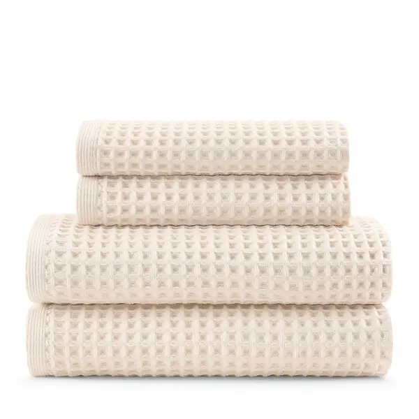 Dkny Pure Yarn Dyed Waffle Cotton Bath And Hand Towel 4-piece Set - Natural