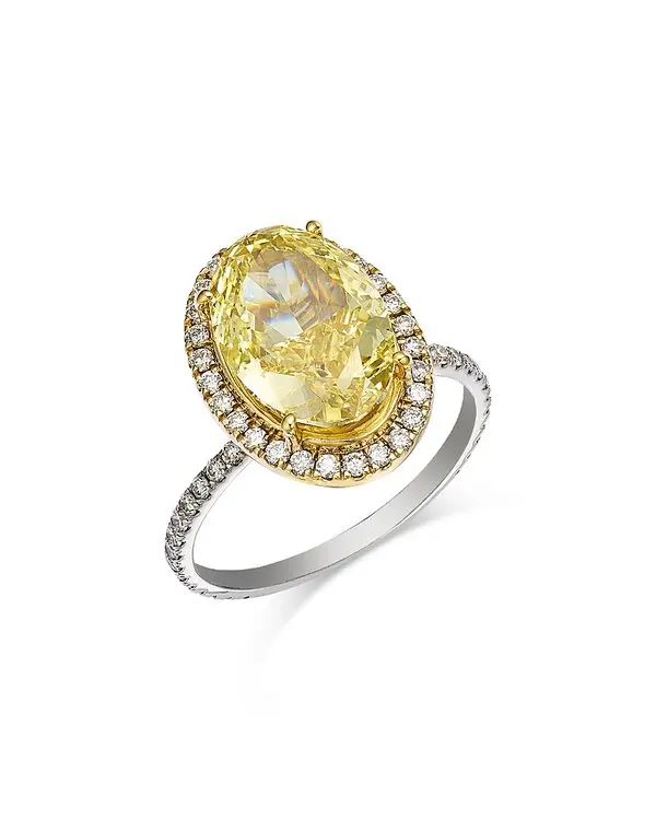 Bloomingdale'S Fine Oval Diamond Halo Engagement Ring 4.5 Tcw - Yellow/white