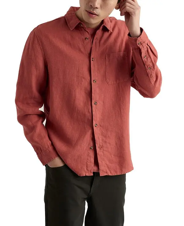 SEASALT CORNWALL Linen Button Down Shirt - Dusty Copper