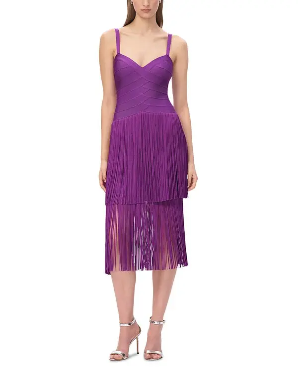 Herve Leger Georgia Fringe Bandage Dress - Cosmo