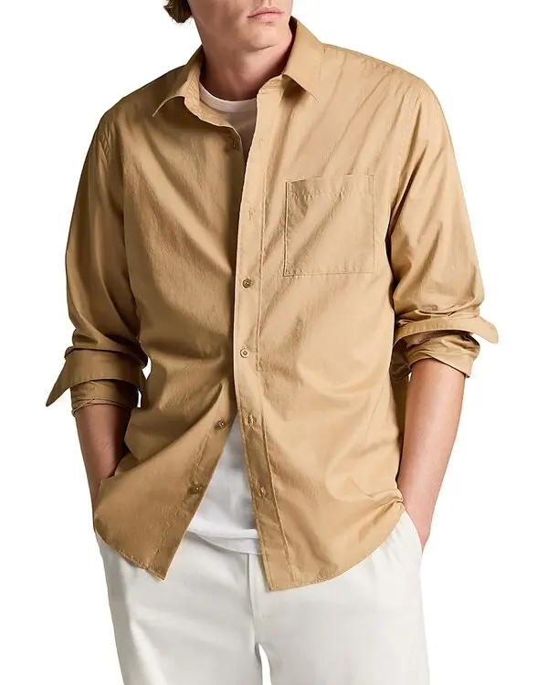 Vince Poplin Button Front Shirt - Beige