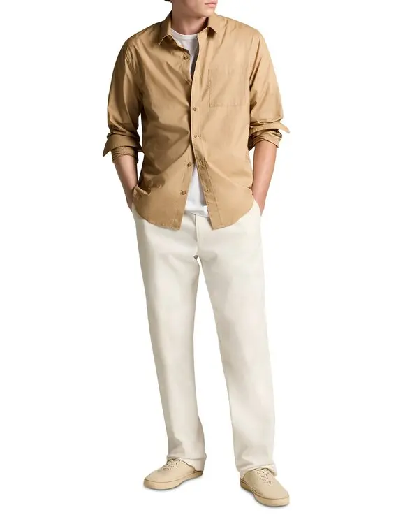 Vince Poplin Button Front Shirt - Beige