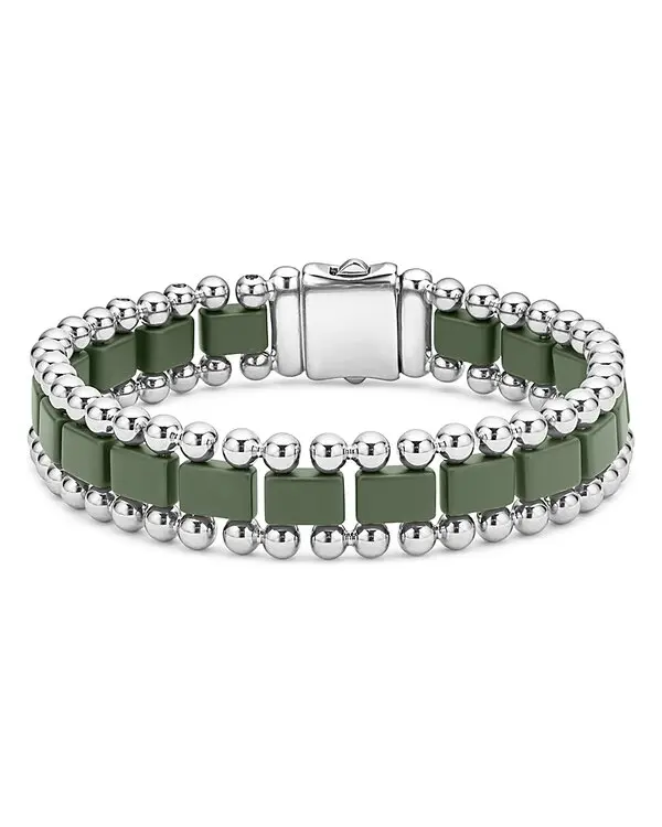 Lagos Stainless Steel, Ceramic And Caviar Beaded Bracelet - Silver