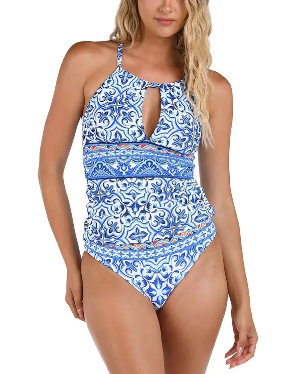 La Blanca Alboran High Neck Tankini Top - Blue